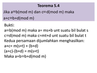 Teori Bilangan Kekongruenan pada bilangan | PPTX