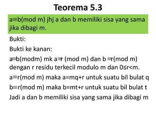 Teori Bilangan Kekongruenan pada bilangan | PPTX