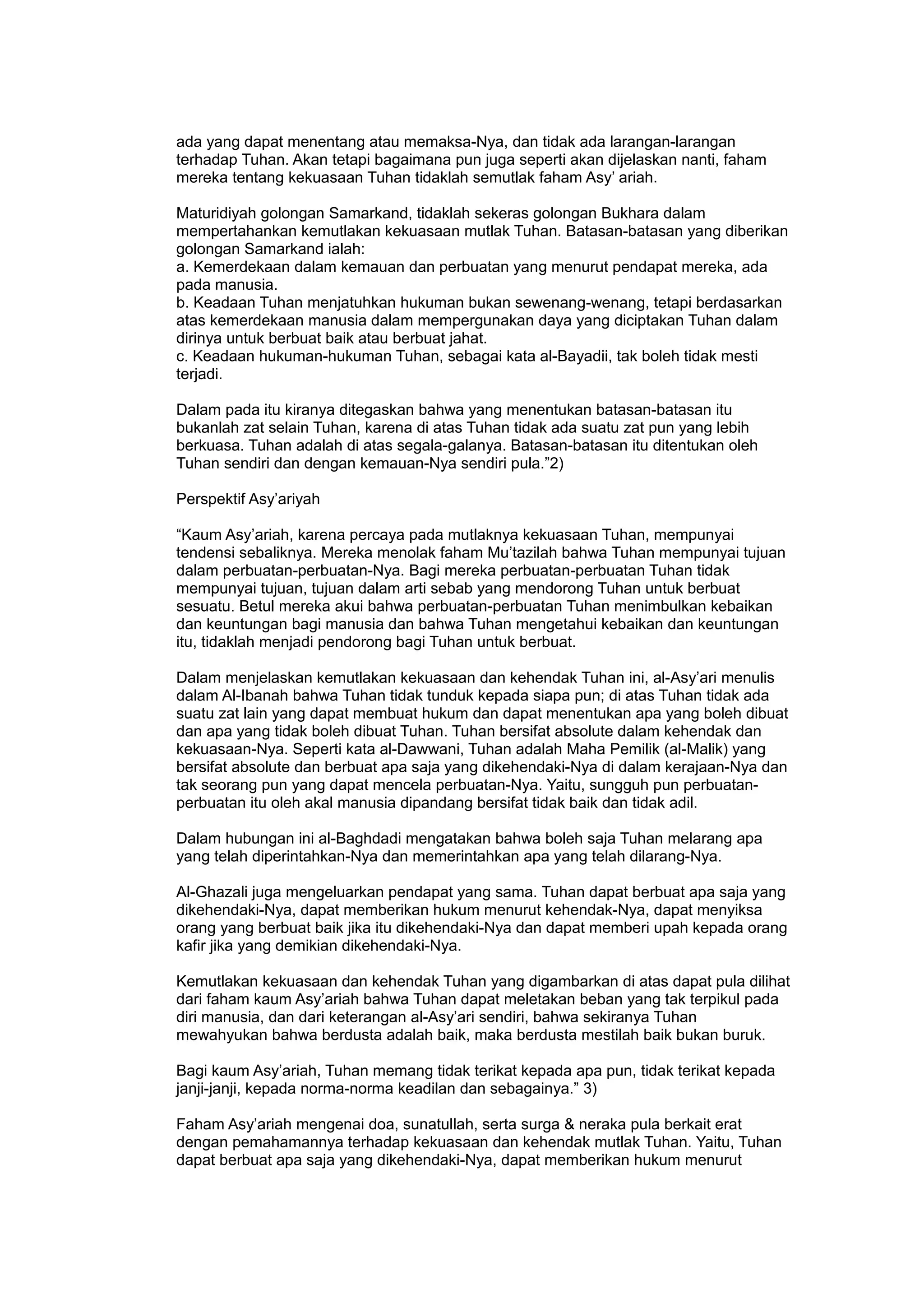 Kekuasaan dan kehendak mutlak tuhan | RTF
