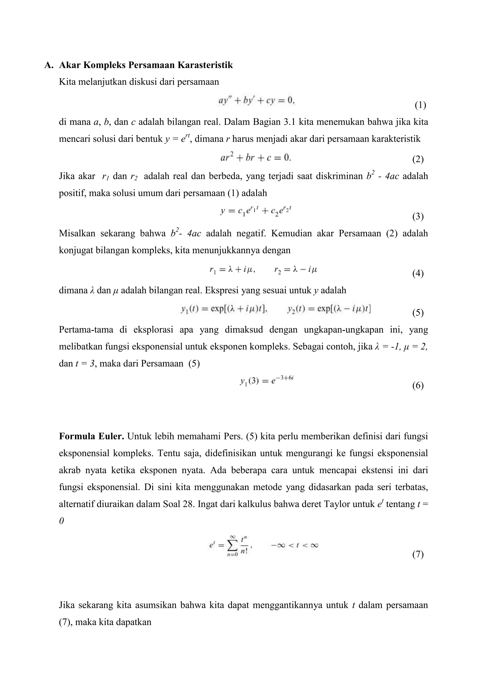 Akar Kompleks dan Akar berulang PD orde 2 | DOCX