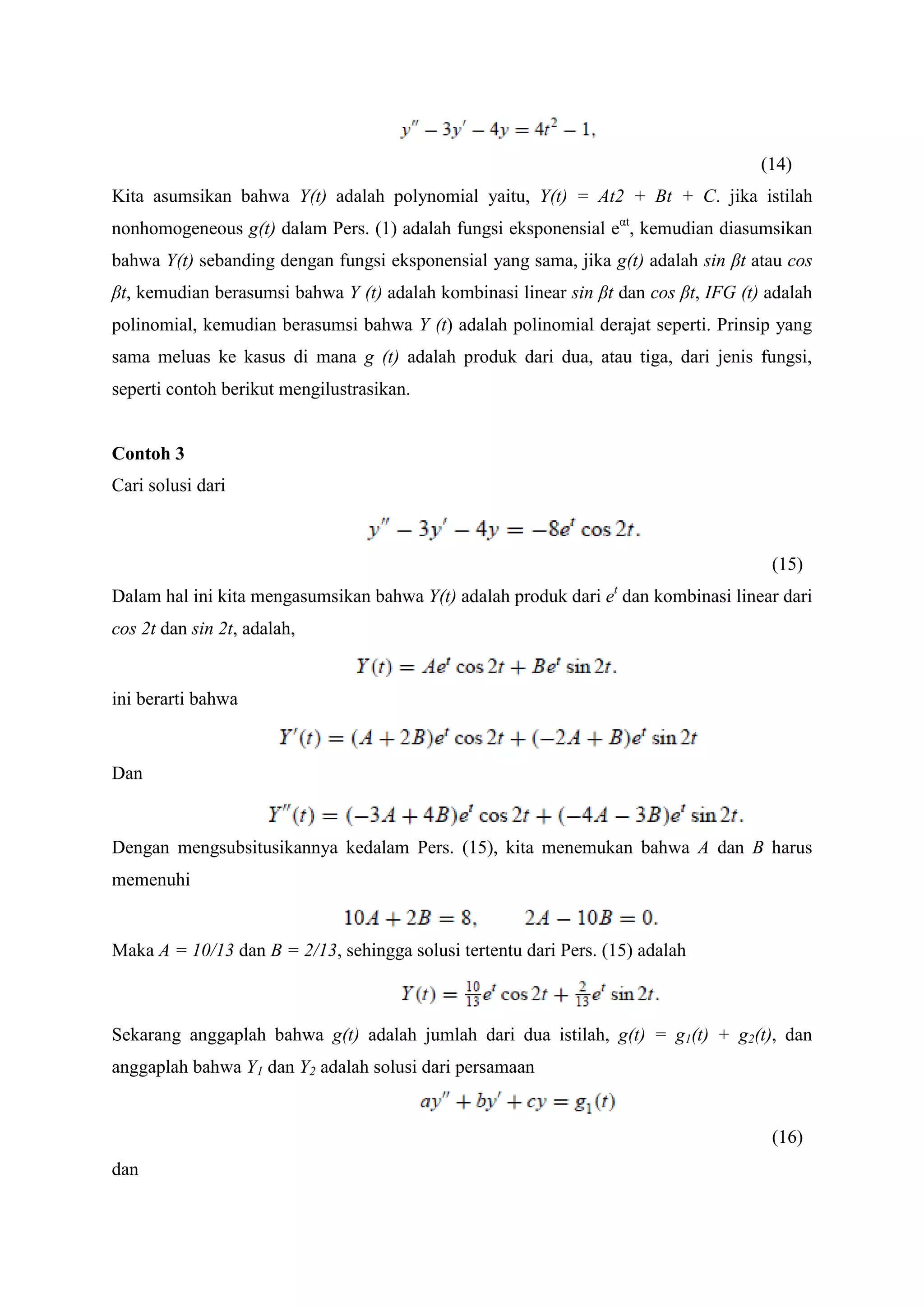 Persamaan Nonhomogen ; Metode Koefisien Tak ditentukan | DOCX