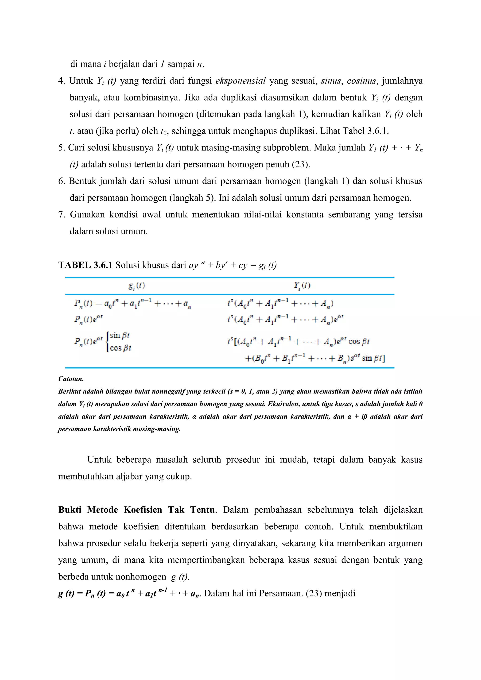 Persamaan Nonhomogen ; Metode Koefisien Tak ditentukan | DOCX