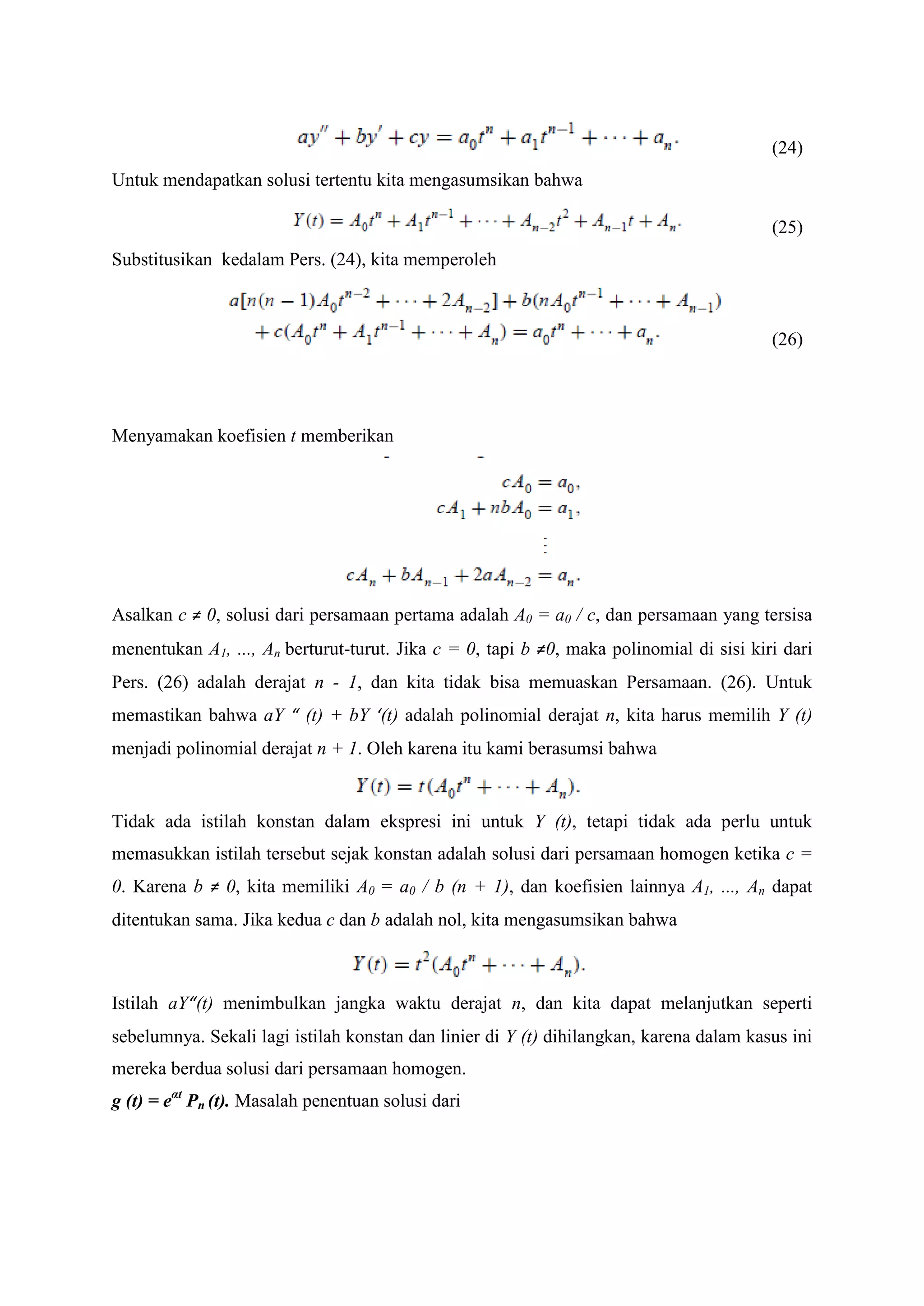 Persamaan Nonhomogen ; Metode Koefisien Tak ditentukan | DOCX
