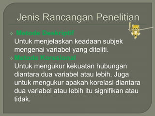 jenis rancangan penelitian | PPTX