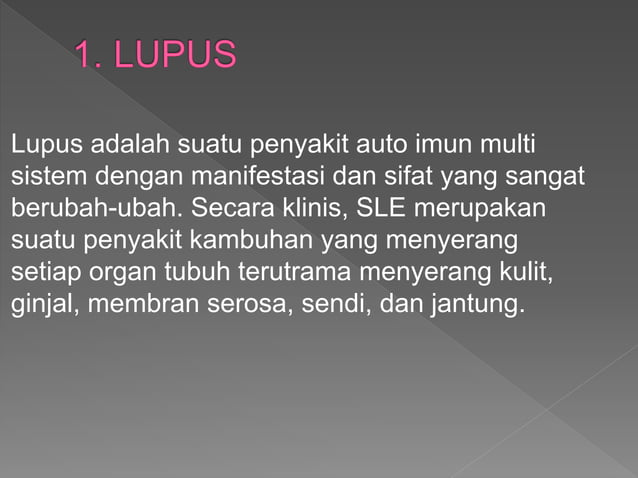 Keperawatan dewasa gangguan sistem imunologi Lupus | PPT