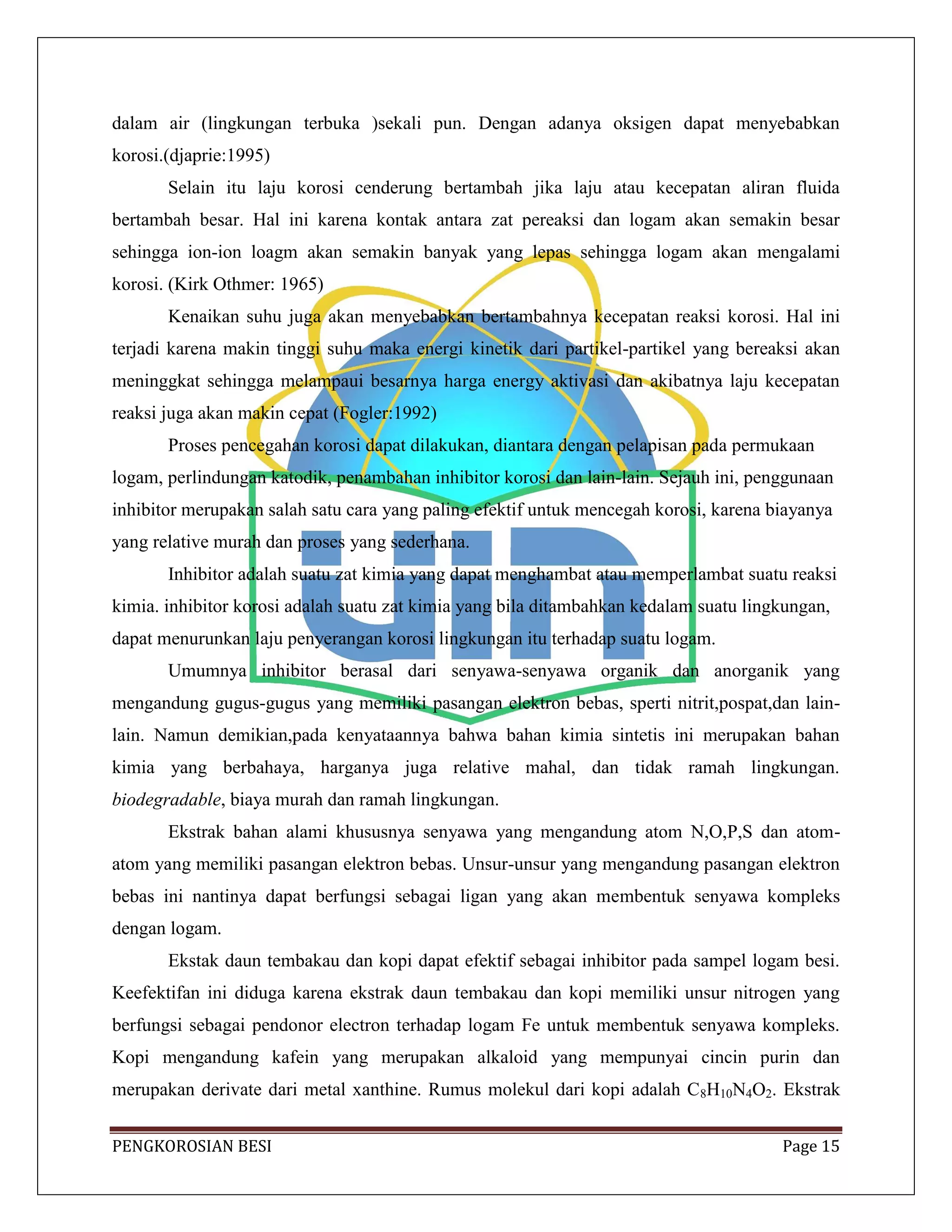 Kel 1 laporan inhibitor korosi (autosaved) | PDF