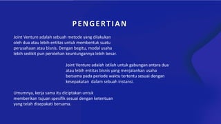 CONTOH MAKALAH JOINT VENTURE DAN ENTERPRISE DALAM HUKUM INVESTASI | PPTX