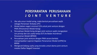 CONTOH MAKALAH JOINT VENTURE DAN ENTERPRISE DALAM HUKUM INVESTASI | PPTX