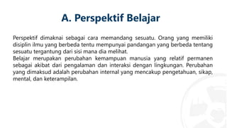 Perspektif belajar dan strategi pembelajaran | PPTX