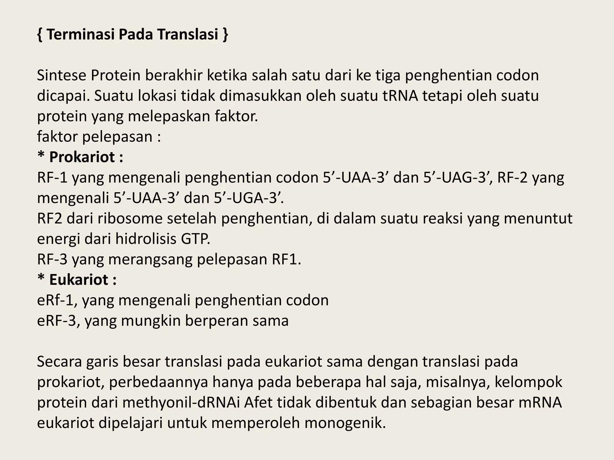 Kel 3 perbedaan transkripsi dan translasi pada prokariot dan eukariot ...
