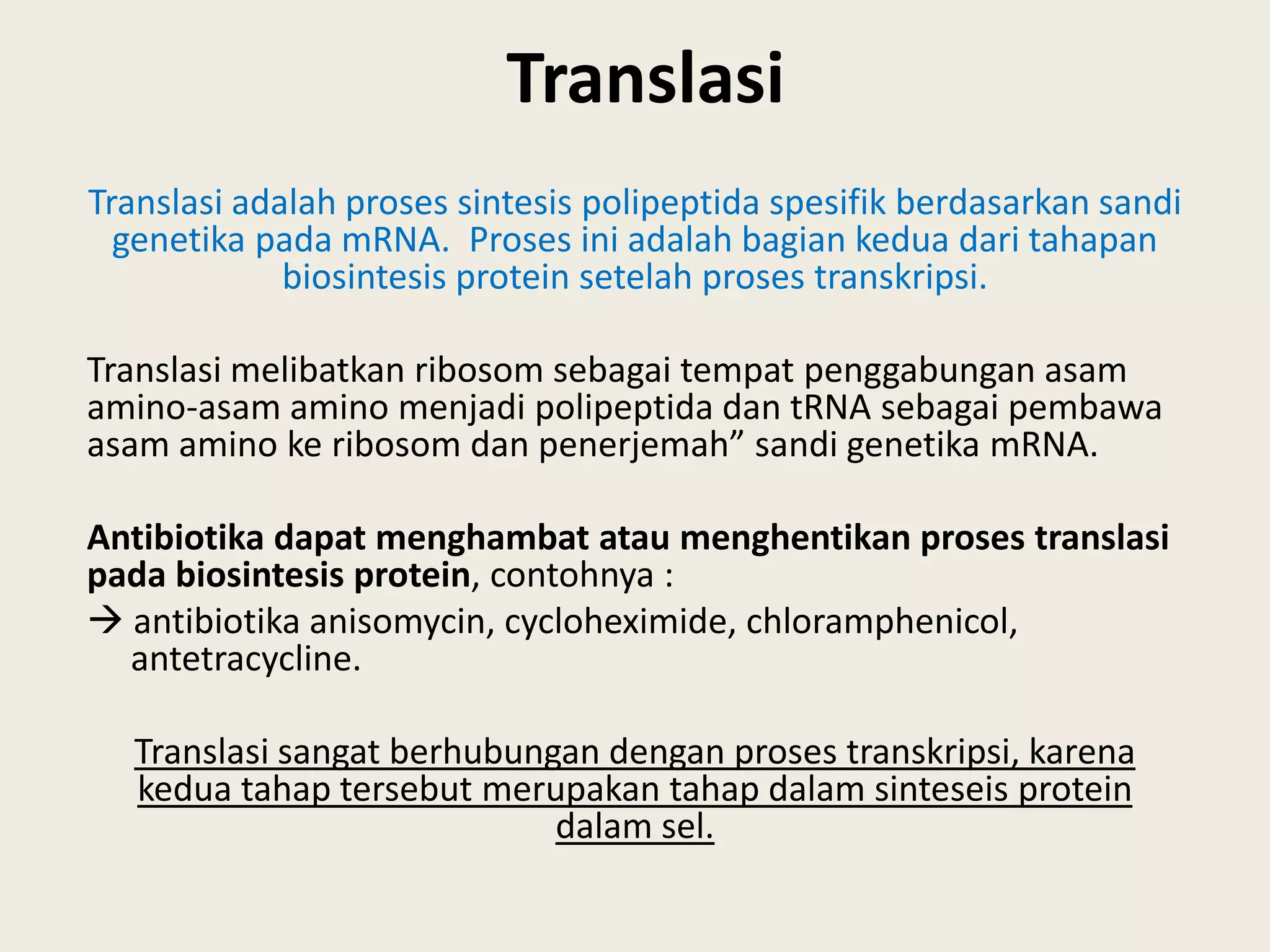 Kel 3 perbedaan transkripsi dan translasi pada prokariot dan eukariot ...