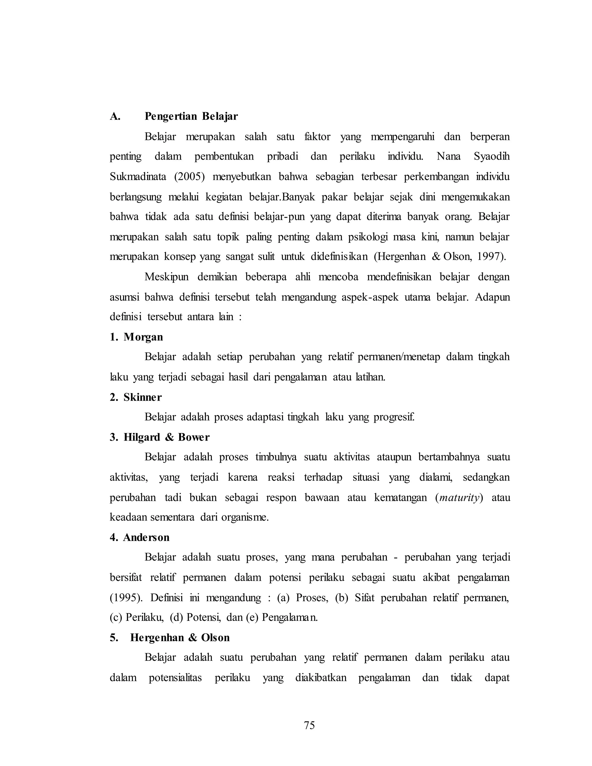 BELAJAR SEBAGAI PERUBAHAN TINGKAH LAKU | DOCX