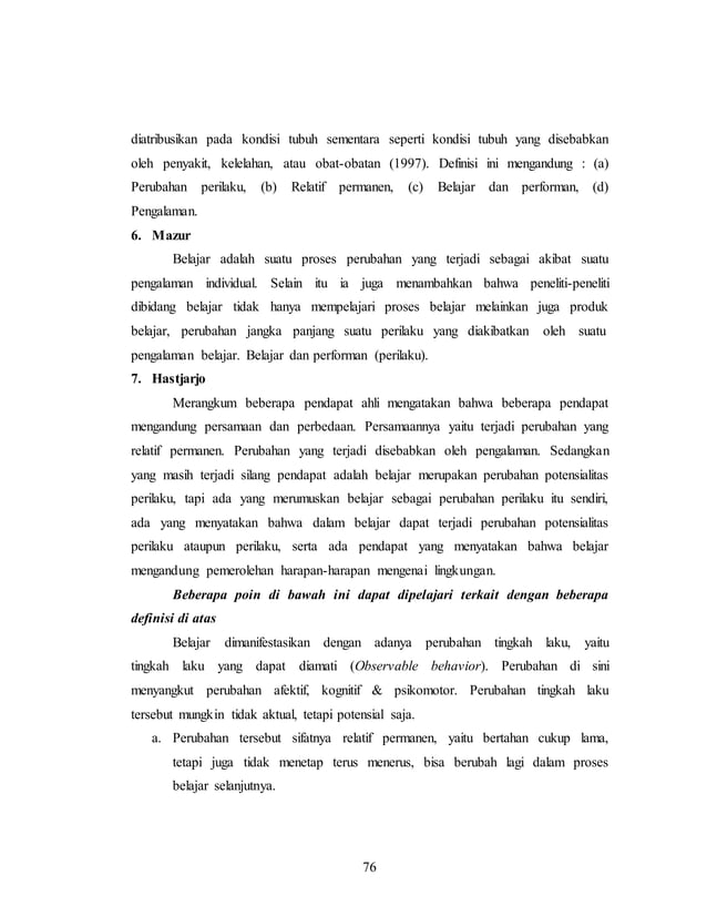 BELAJAR SEBAGAI PERUBAHAN TINGKAH LAKU | DOCX