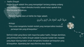 ilmu hadist riwayah dan dirayah | PPT