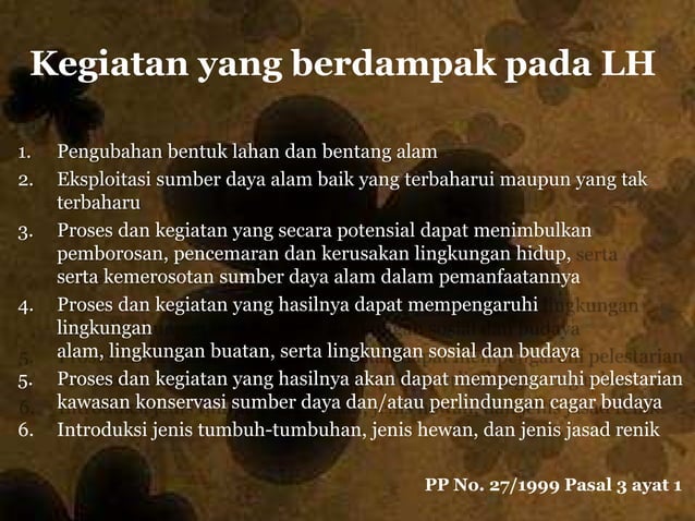 PPT Analisis Dampak Lingkungan pada mata kuliah Manajemen Proyek | PPTX