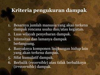 PPT Analisis Dampak Lingkungan pada mata kuliah Manajemen Proyek | PPTX