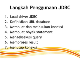 Cara Penggunaan dan Pengoneksian sql jdbc dan odbc | PPT