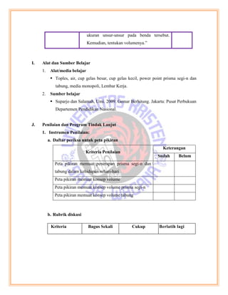 RPP Volume prisma dan tabung | DOCX