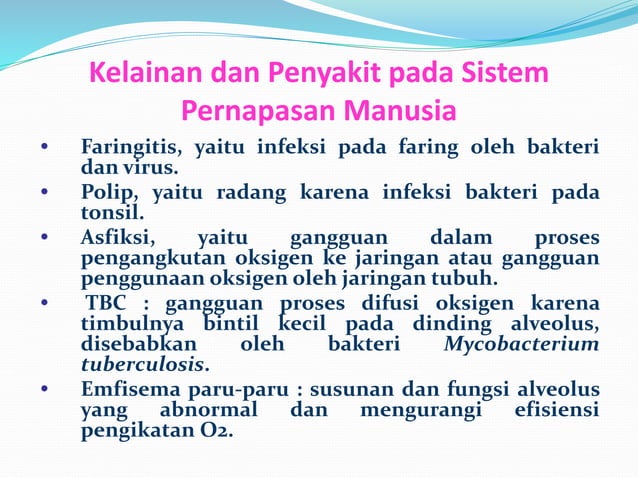 Kelainan pada respirasi & ekskresi kel iv | PPTX