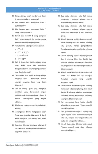 LATIHAN UTS GENAP MTK WAJIB | PDF