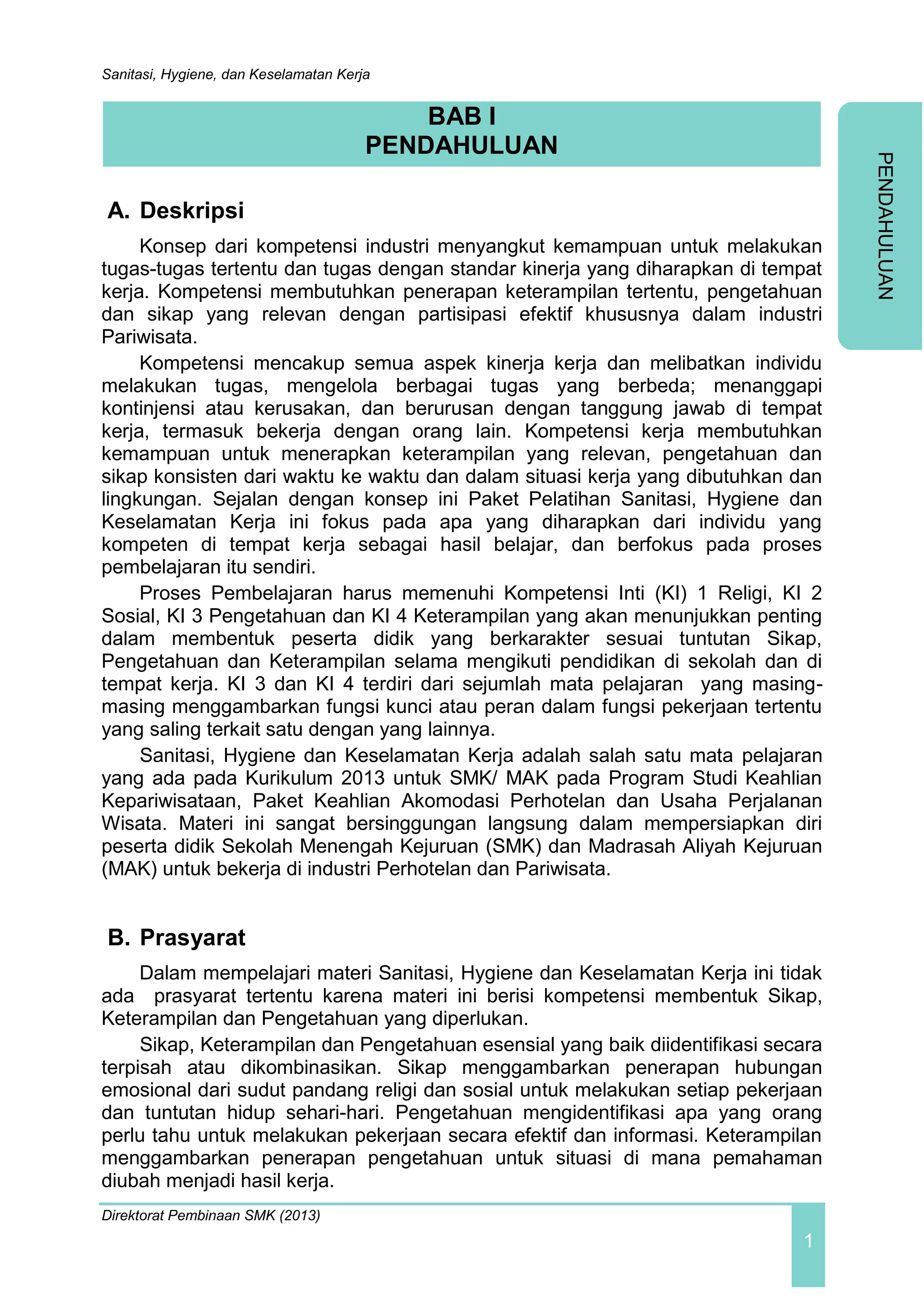 Buku sanitasi hygiene dan keselamatan kerja | PDF
