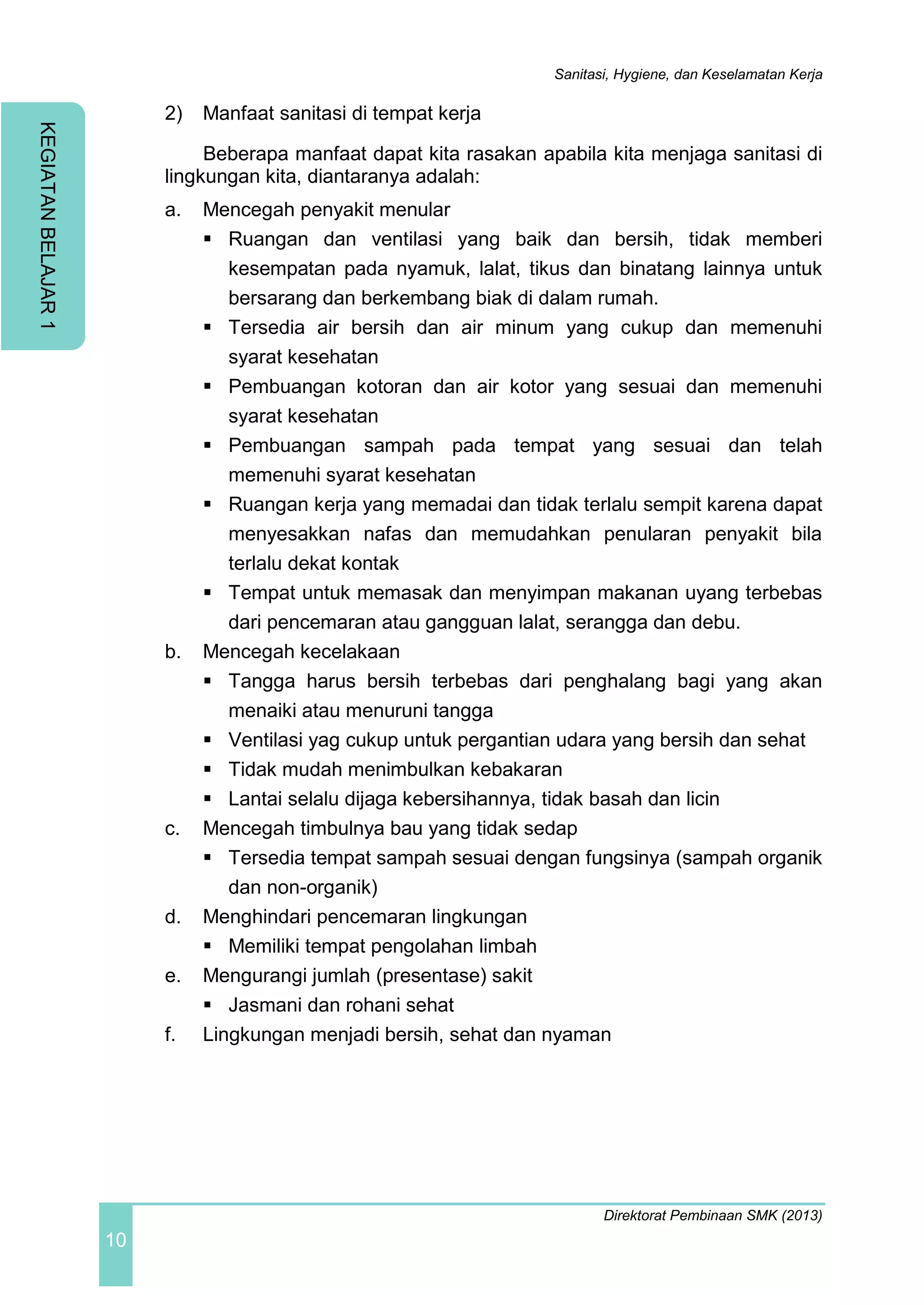 Buku sanitasi hygiene dan keselamatan kerja | PDF