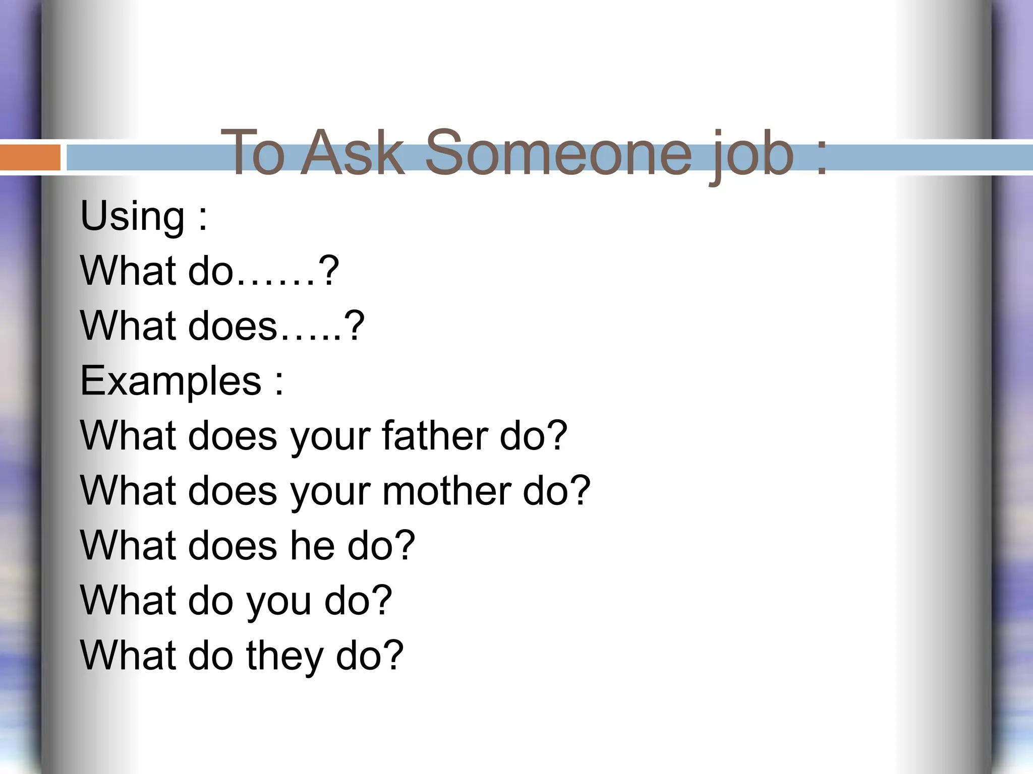Kelas 7 Unit 6 - Profession and present tense's nominal sentence.pptx