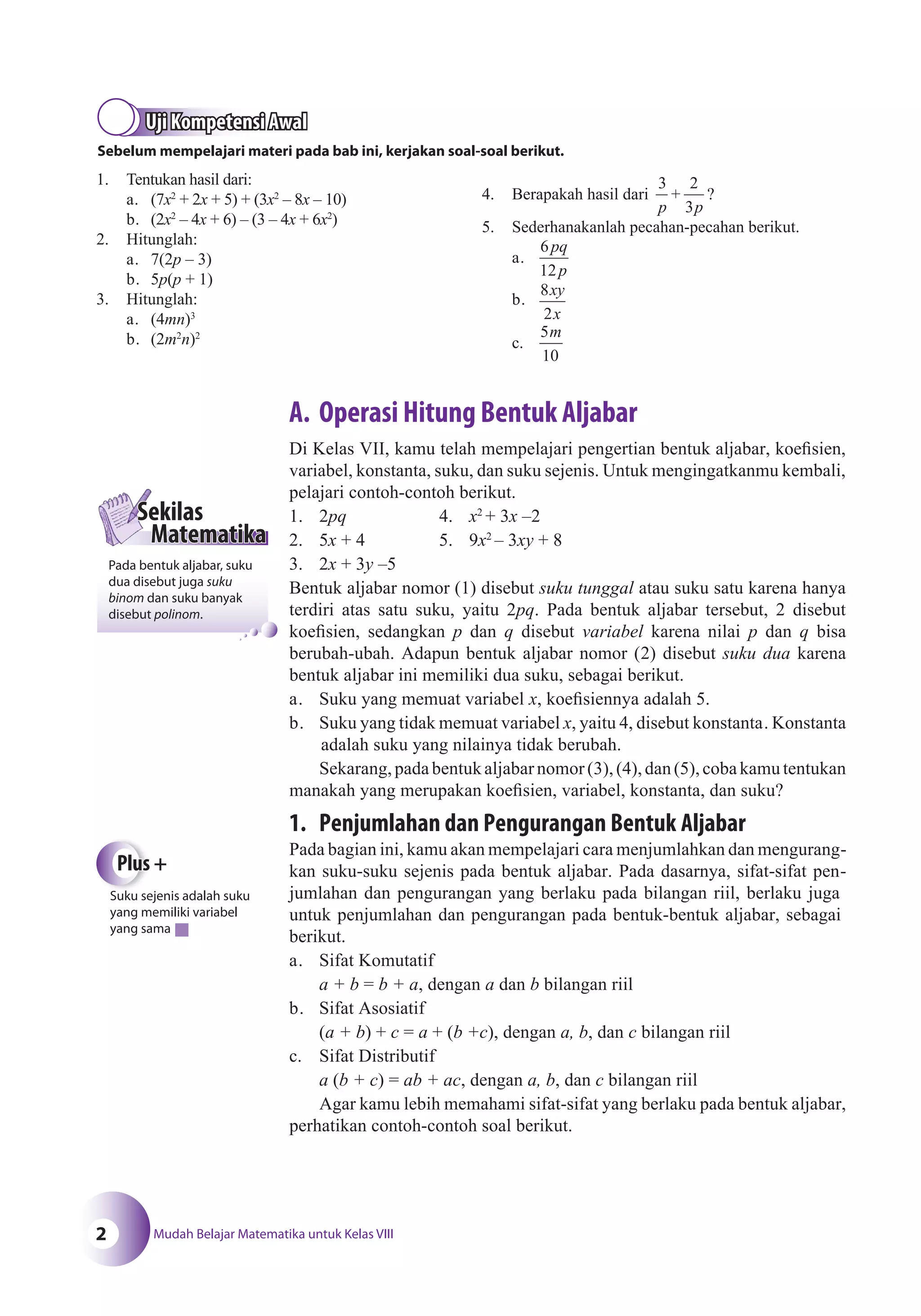 Kelas 8 mudah belajar matematika - nuniek | PDF