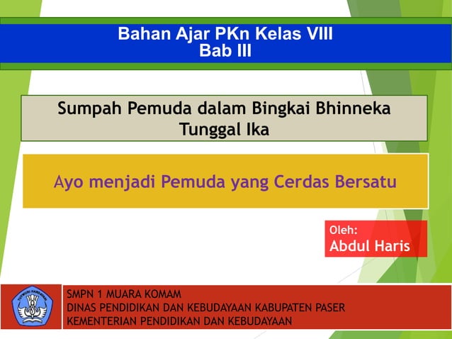 Kelas 8, Bahan Ajar Bab 5 P1 Sumpah Pemuda BDR.pptx