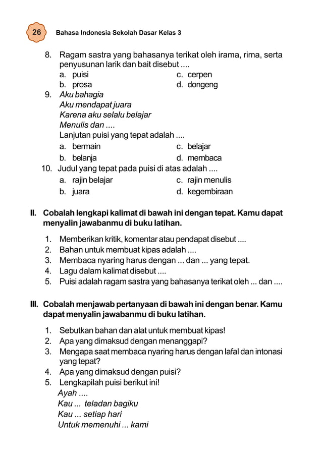 Kelas iii sd bahasa indonesia_umri nuraini | PDF