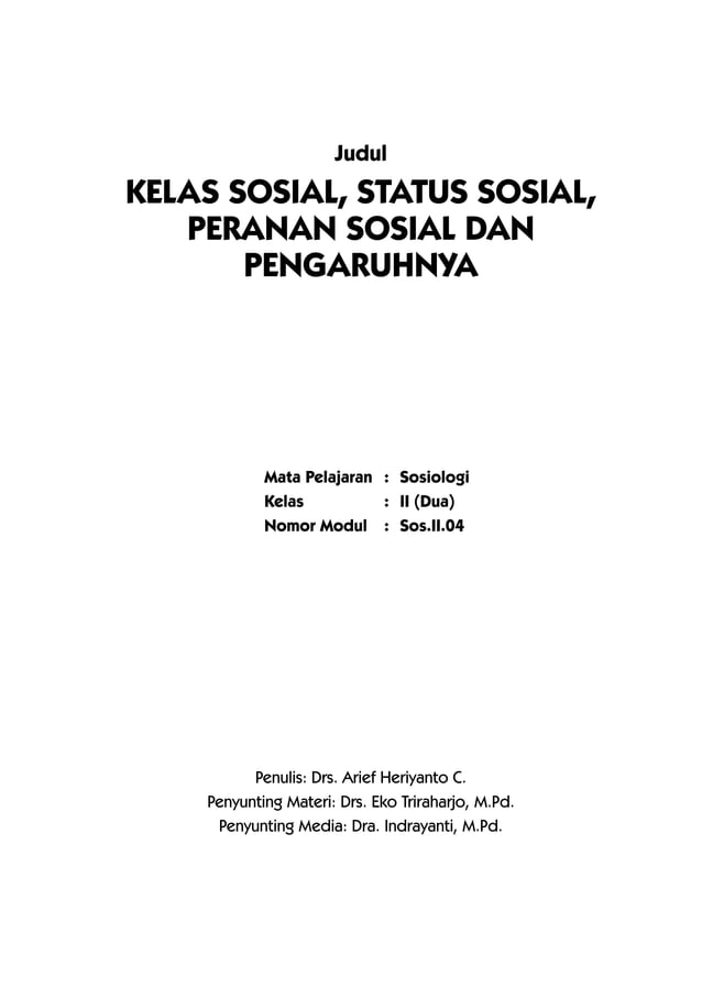 Kelas sosial, status sosial, peranan sosial dan pengaruhnya | PDF