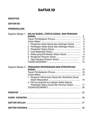 Kelas sosial, status sosial, peranan sosial dan pengaruhnya | PDF