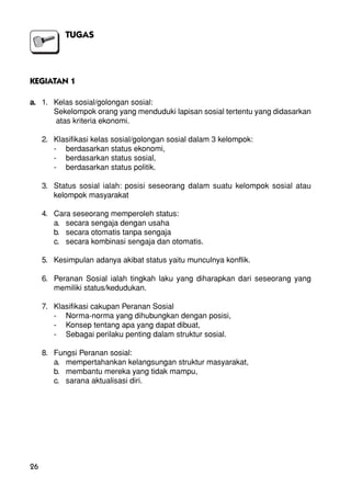Kelas sosial, status sosial, peranan sosial dan pengaruhnya | PDF