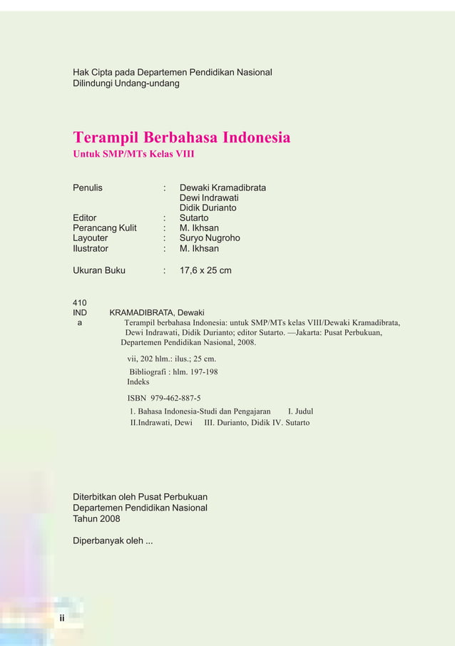 Kelas viii smp bahasa indonesia_dewaki karmadibrata | PDF