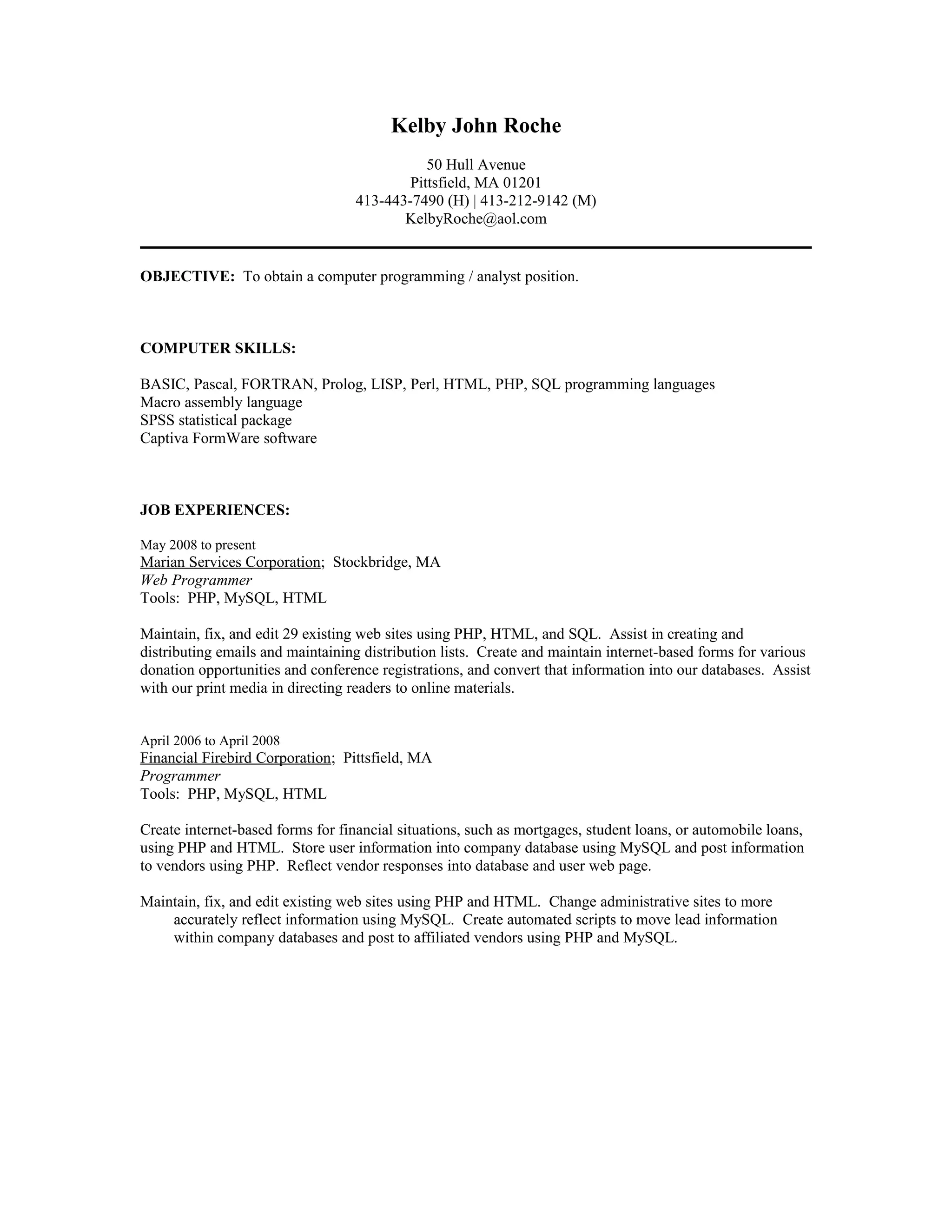 Kelby roche resume | DOC