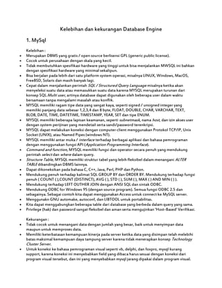 Kelebihan dan kekurangan database engine | PDF