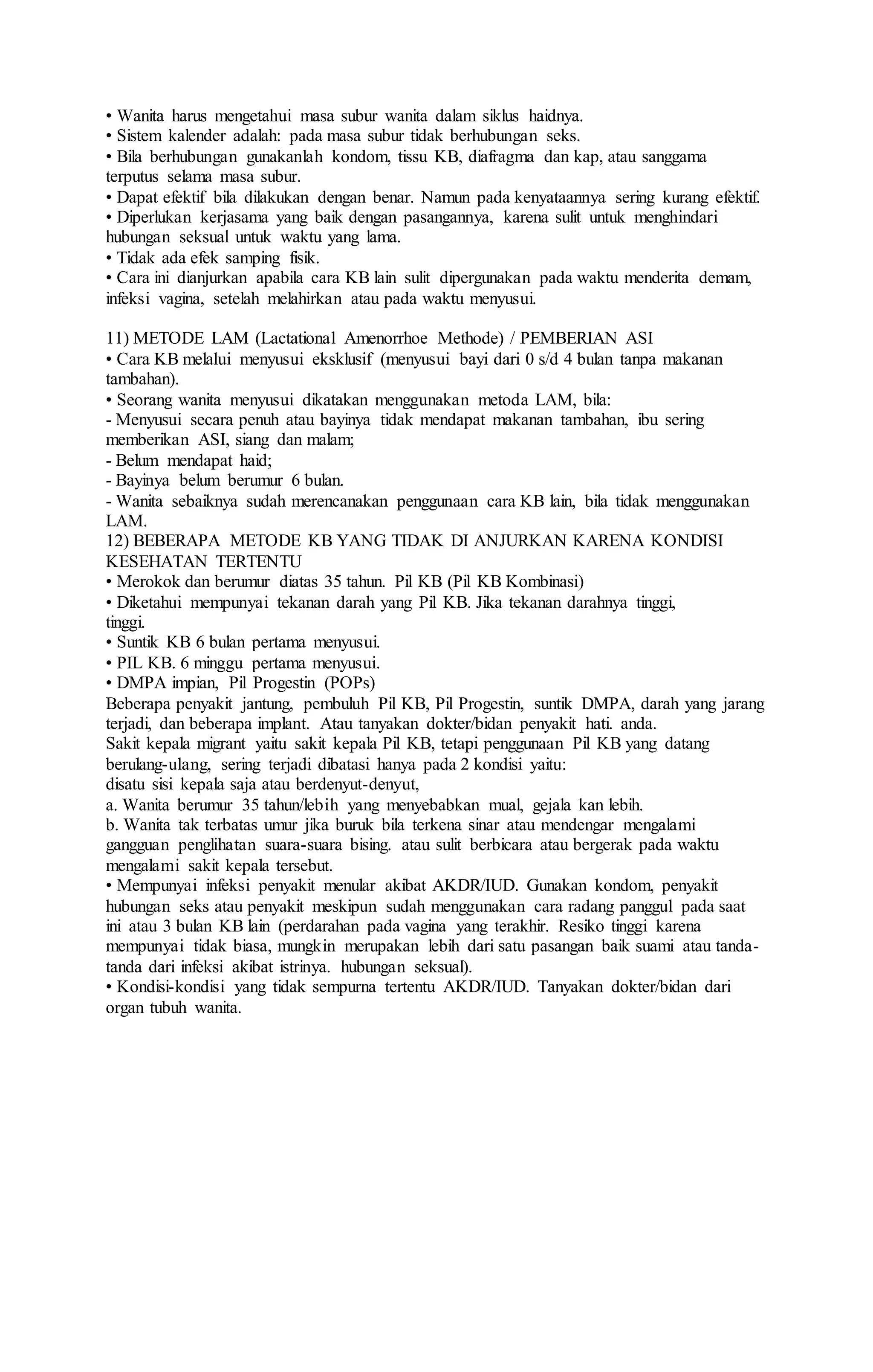 Kelebihan dan kekurangan kb | DOCX