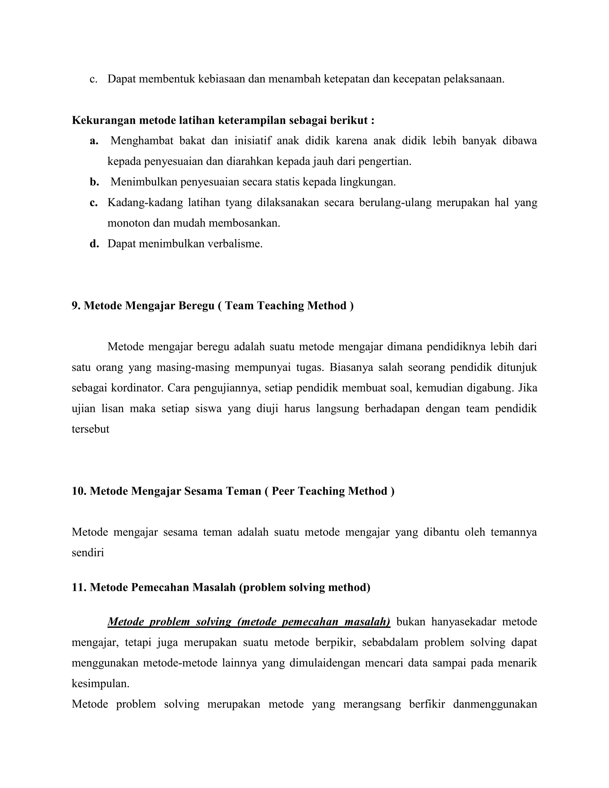 Kelebihan dan kekurangan metode pembelajaran | PDF