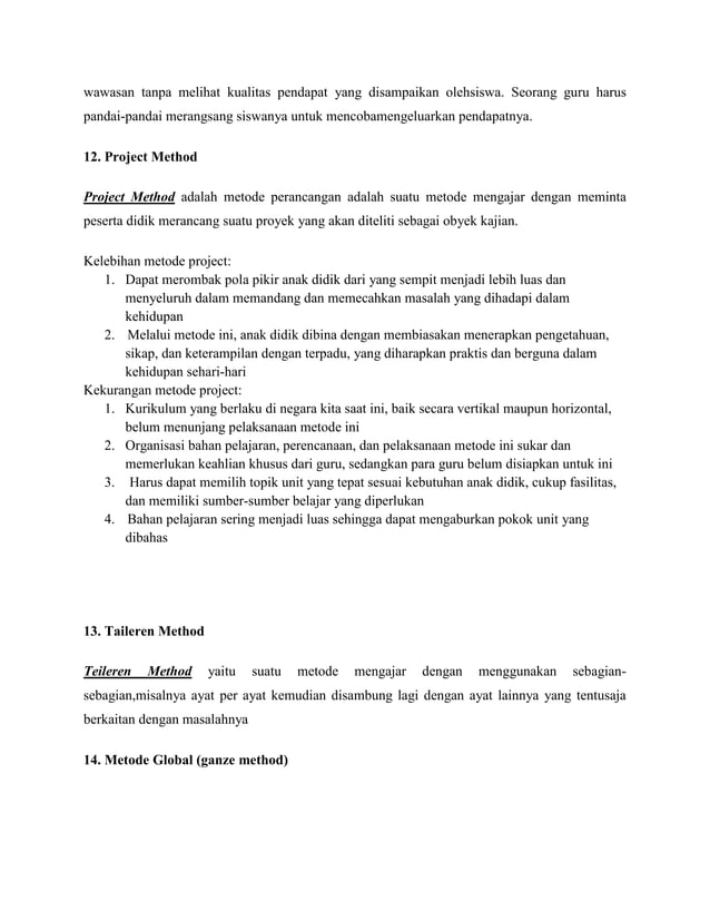Kelebihan dan kekurangan metode pembelajaran | PDF