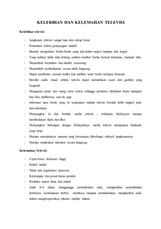 Kelebihan dan kelemahan televisi | DOCX
