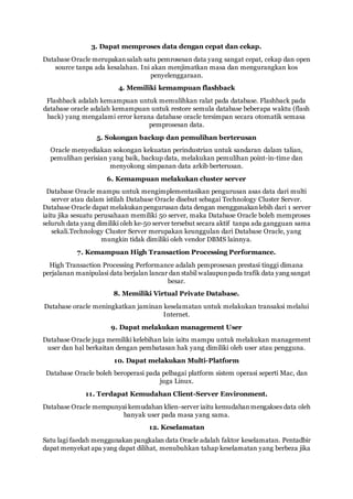 Kelebihan database oracle | PDF