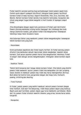 Kelebihan main futsal | DOCX