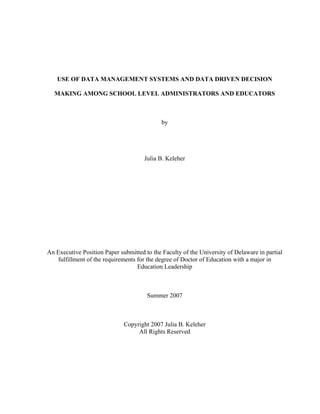 Use of Data Management Systems and Data Driven Decision Making Among ...