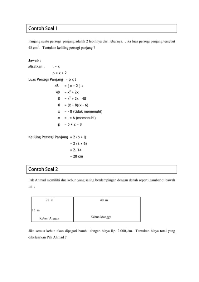 Keliling dan luas bangun datar | PDF