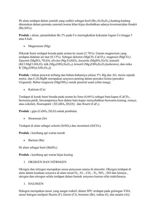 Kelimpahan unsur di alam | DOCX