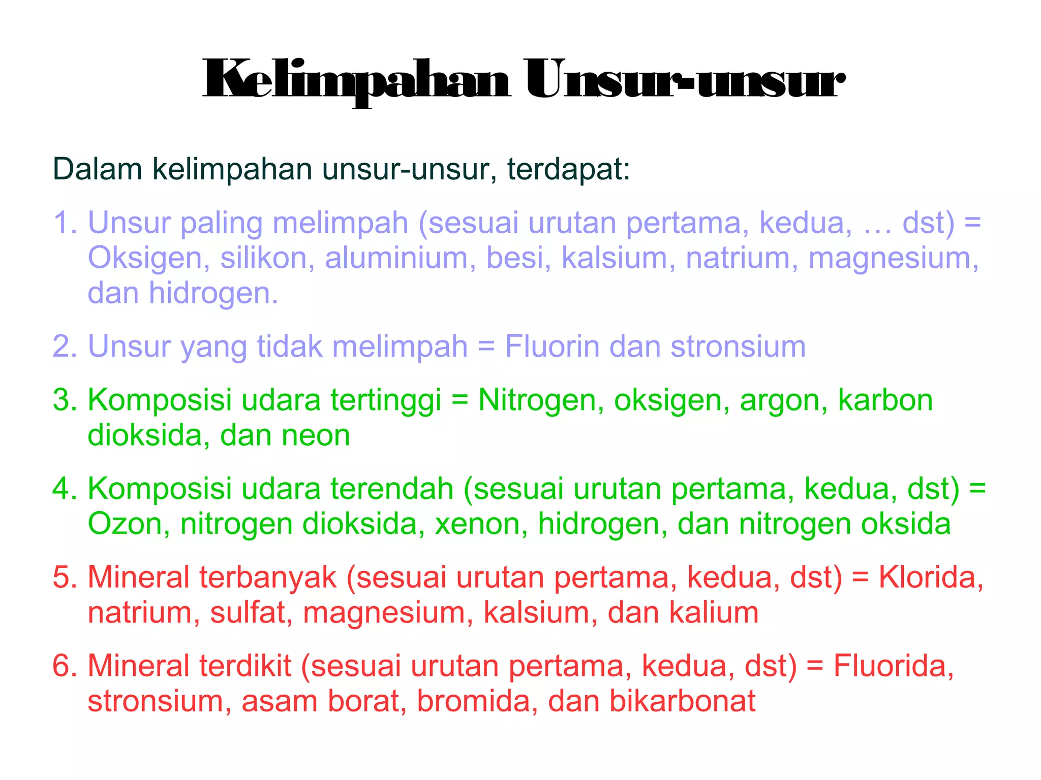 Kelimpahan Unsur di Alam Kelas 12 | PPT