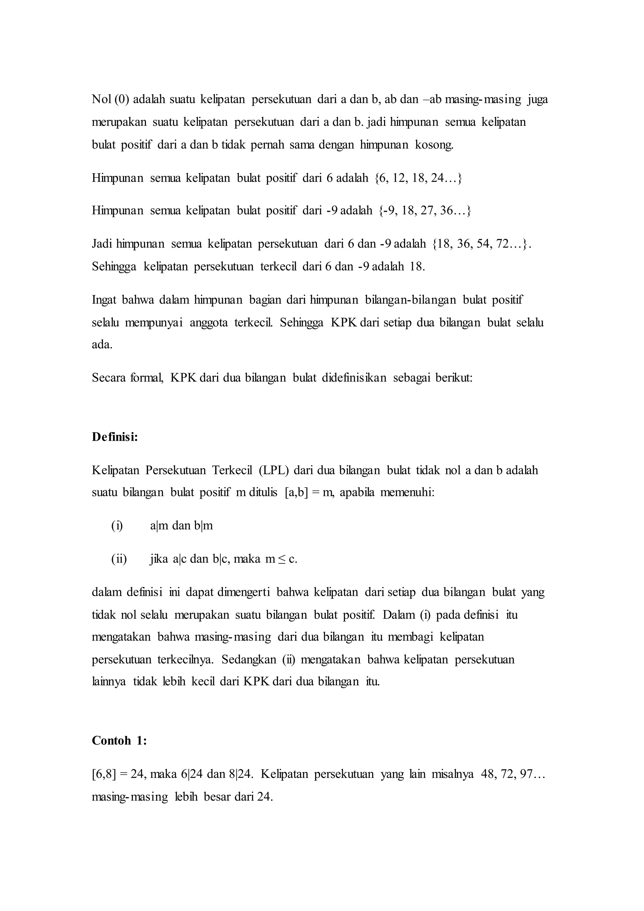 Kelipatan persekutuan terkecil KPK teobil | DOCX