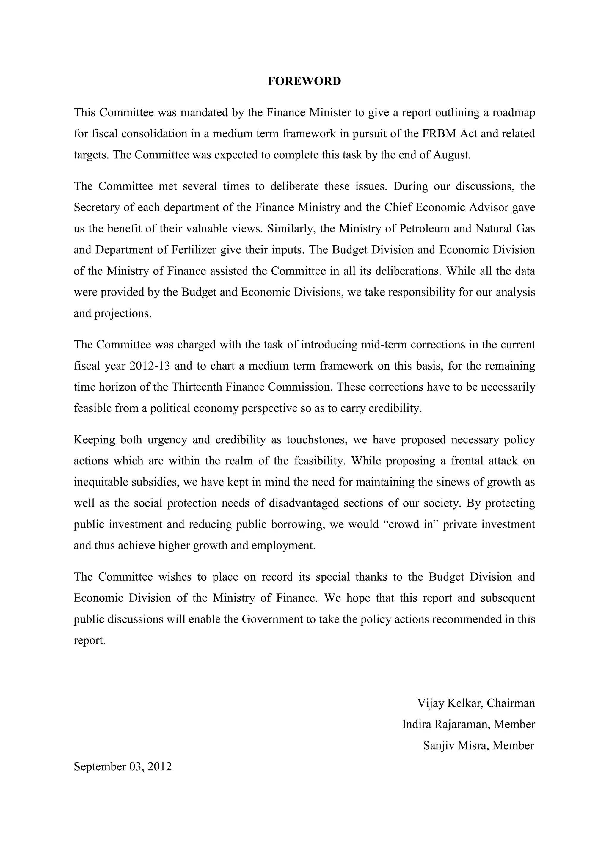 Kelkar committee report | PDF