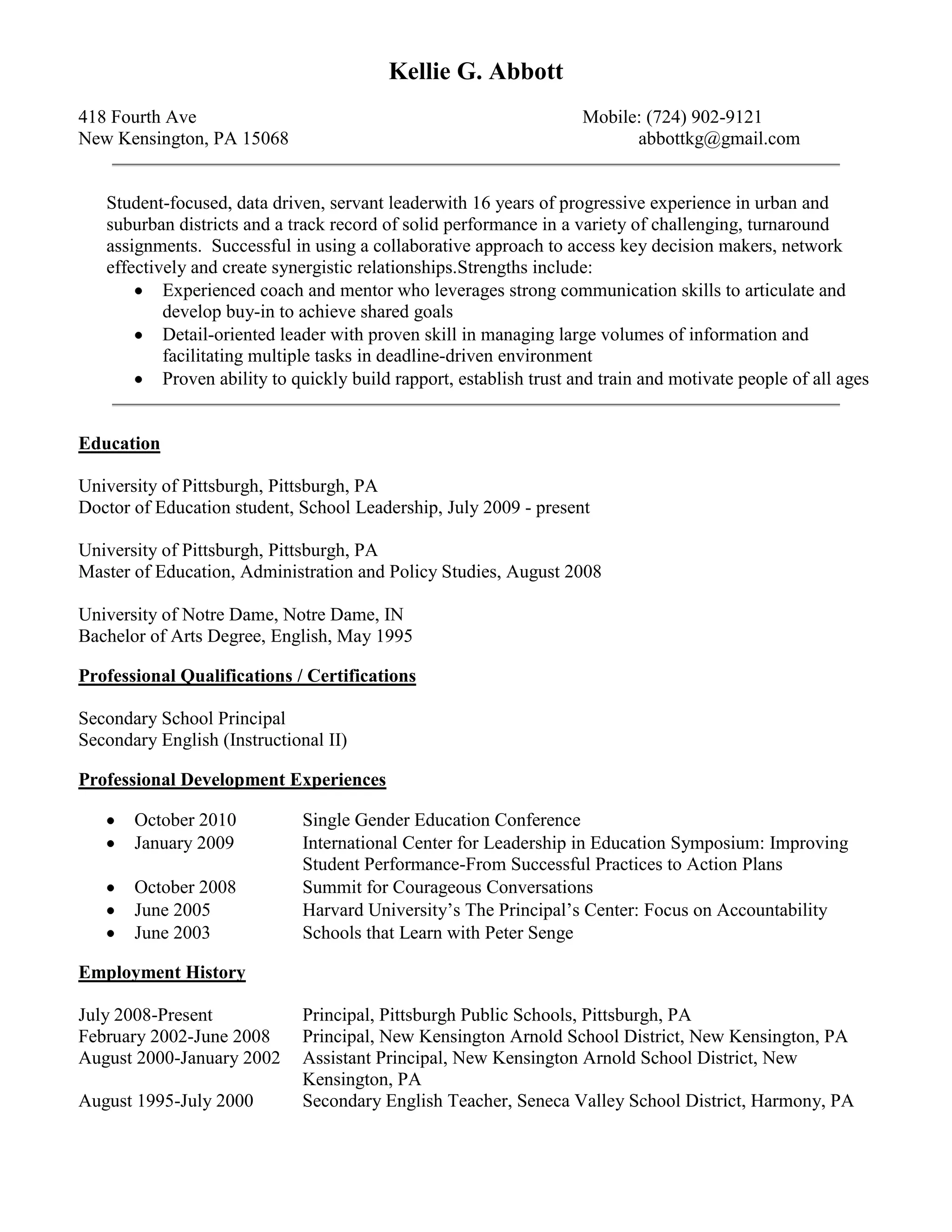 Kellie g abbott ace resume | DOCX