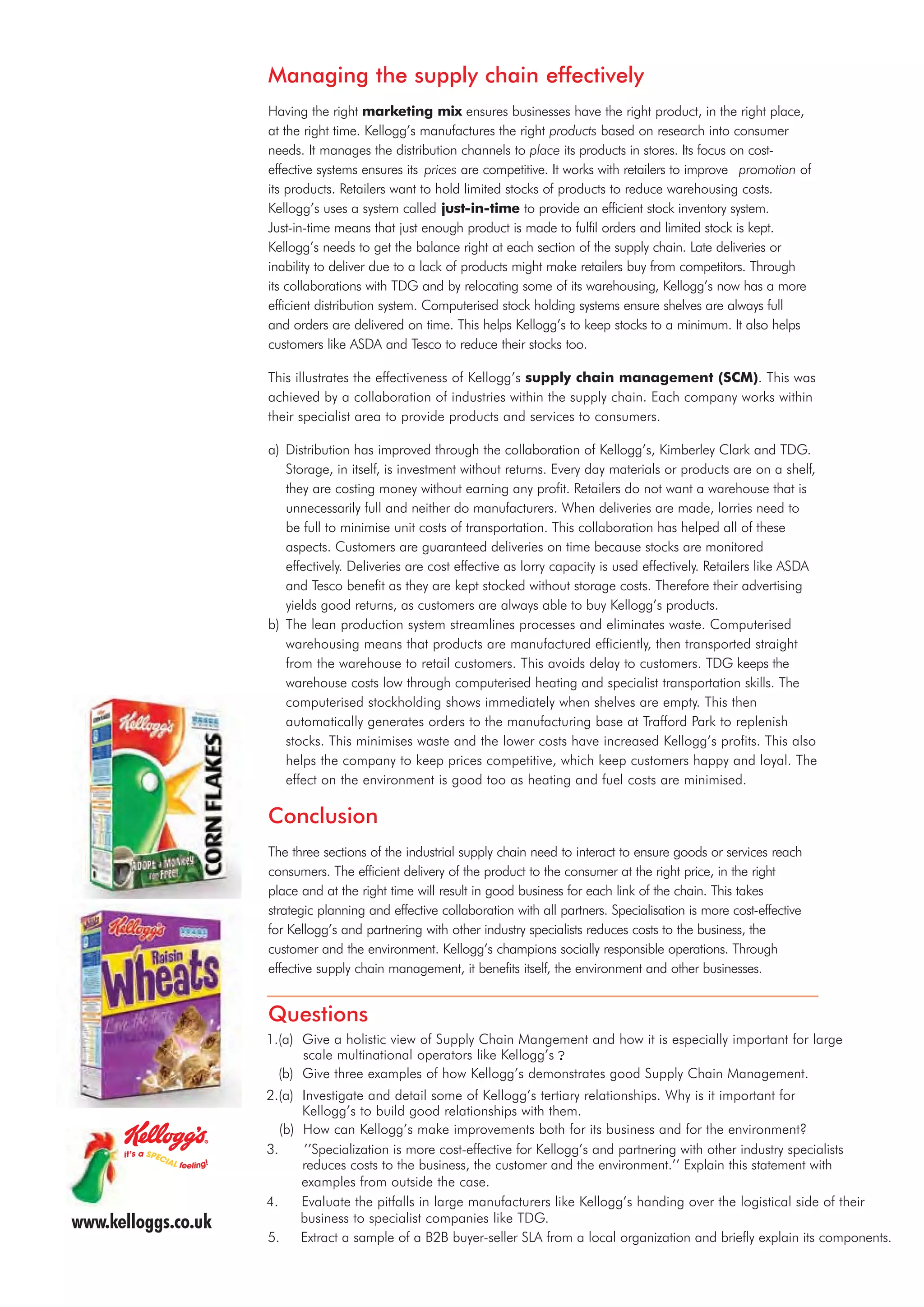 Kellogg%27s supply chain from manufacturing to shelf | PDF